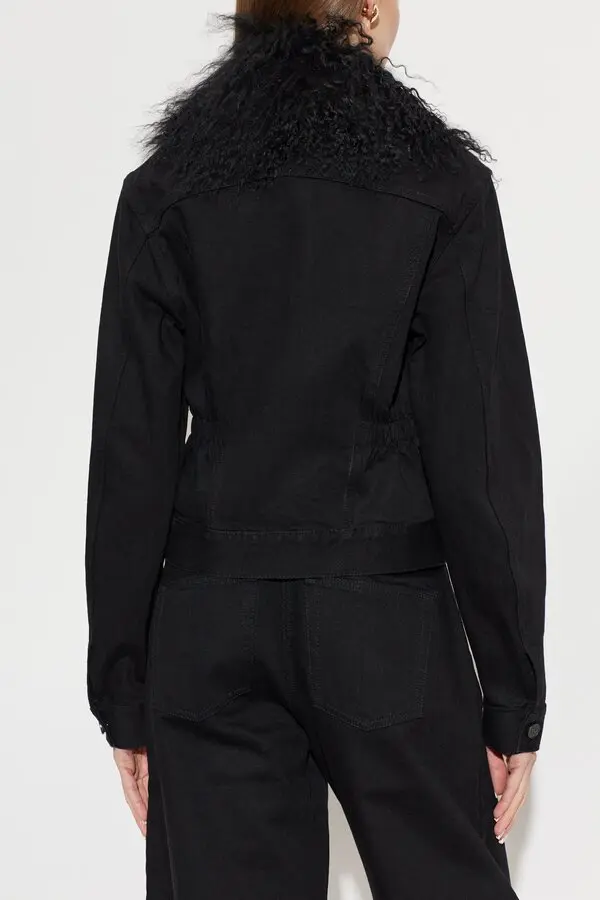 Alaïa Denim Jacket With Faux Fur Collar