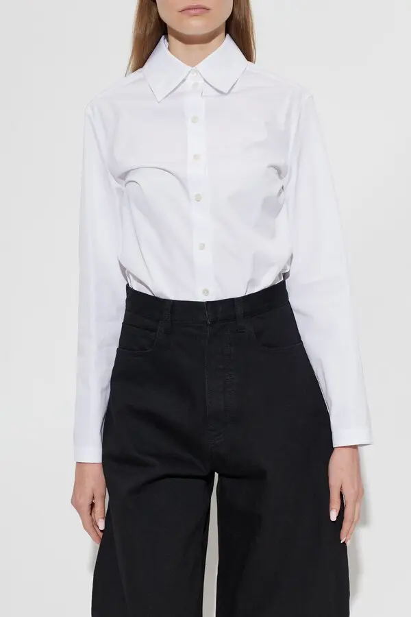 Alaïa Cotton Long-sleeve Bodysuit With Pearl Buttons