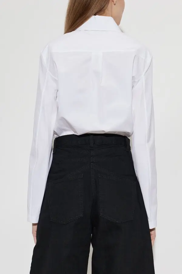 Alaïa Cotton Long-sleeve Bodysuit With Pearl Buttons