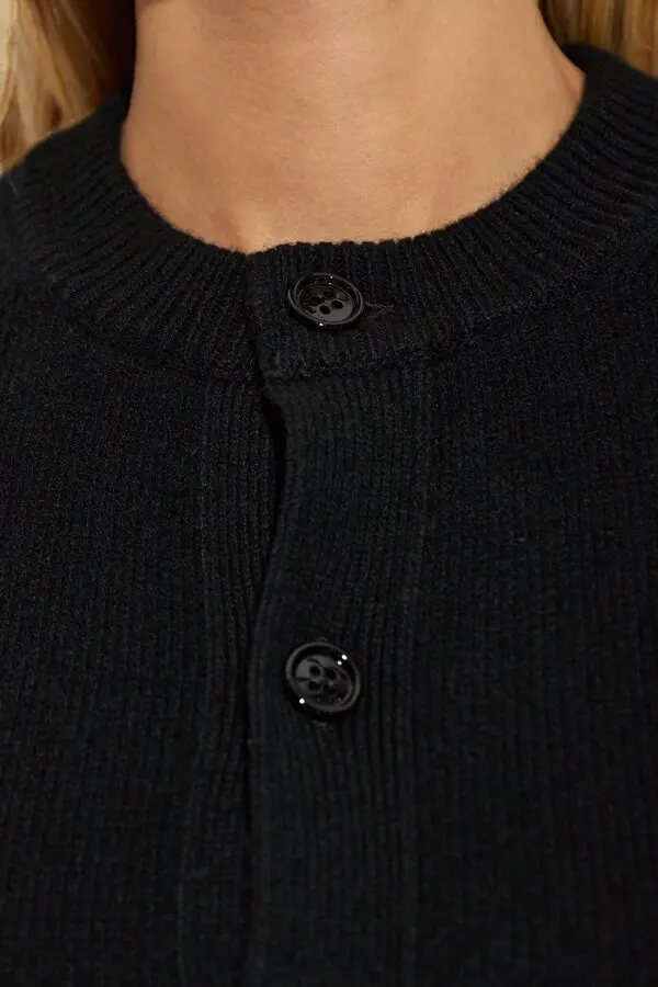 AMI Paris Cashmere Cardigan With Embroidered Logo