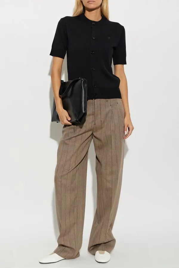 AMI Paris Wool Cardigan With Short Sleeves