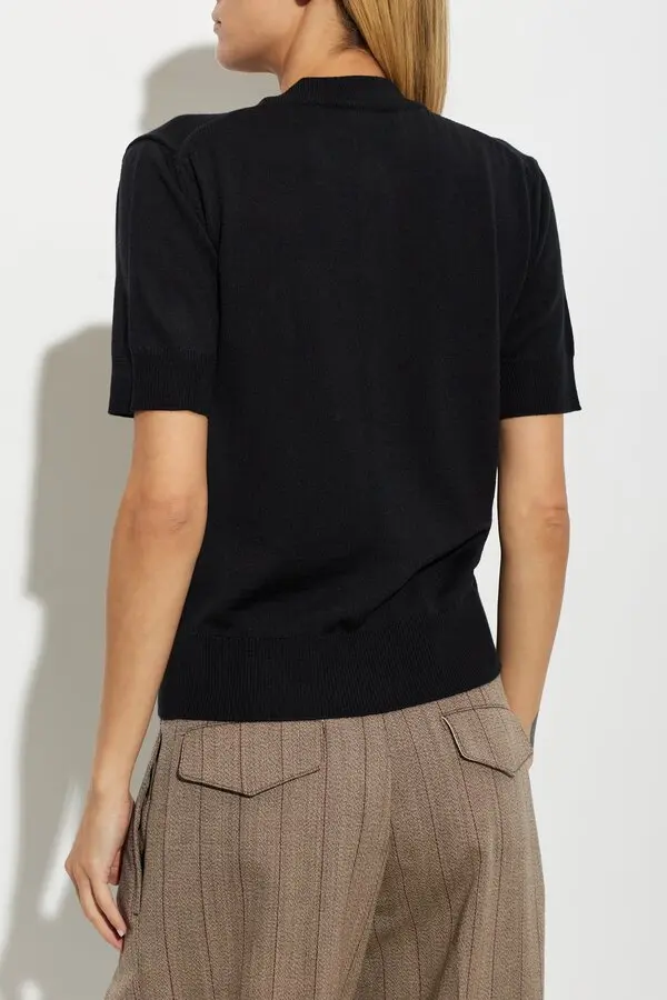 AMI Paris Wool Cardigan With Short Sleeves