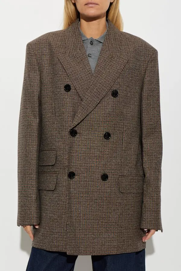 AMI Paris Double Breasted Wool Blazer - Brown