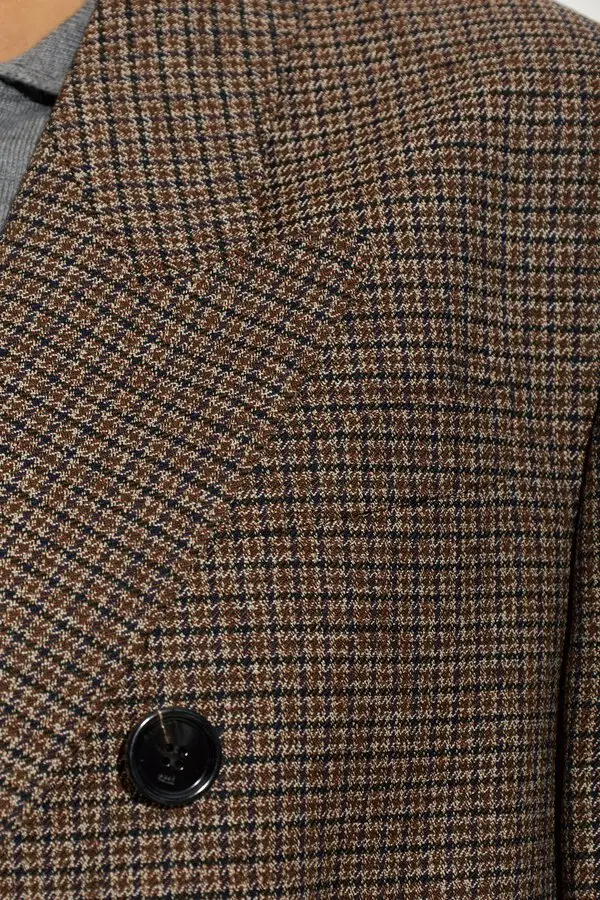 AMI Paris Double Breasted Wool Blazer - Brown