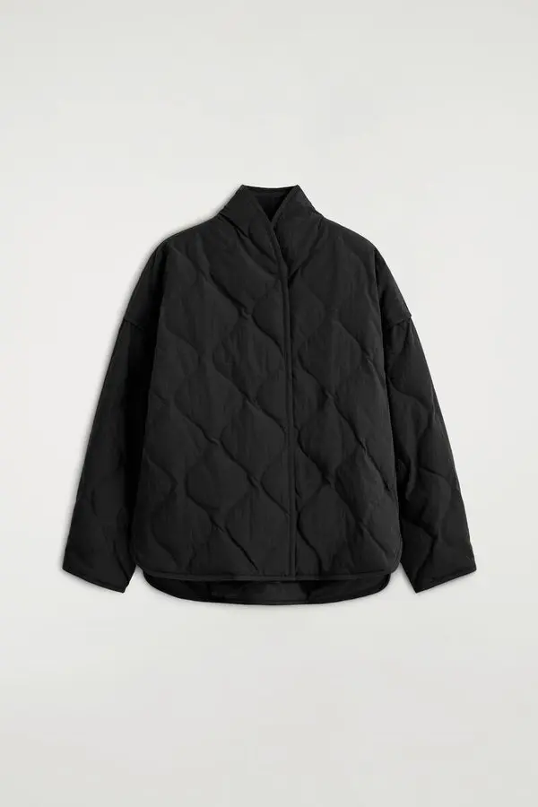 Cos Shawl-collar Quilted Jacket - Black