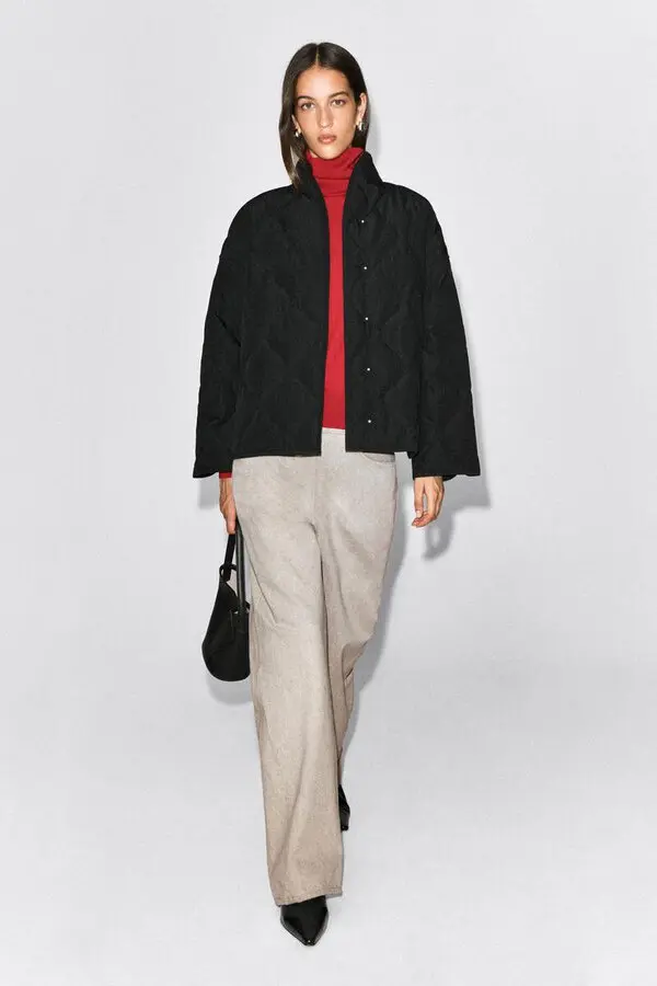 Cos Shawl-collar Quilted Jacket - Black