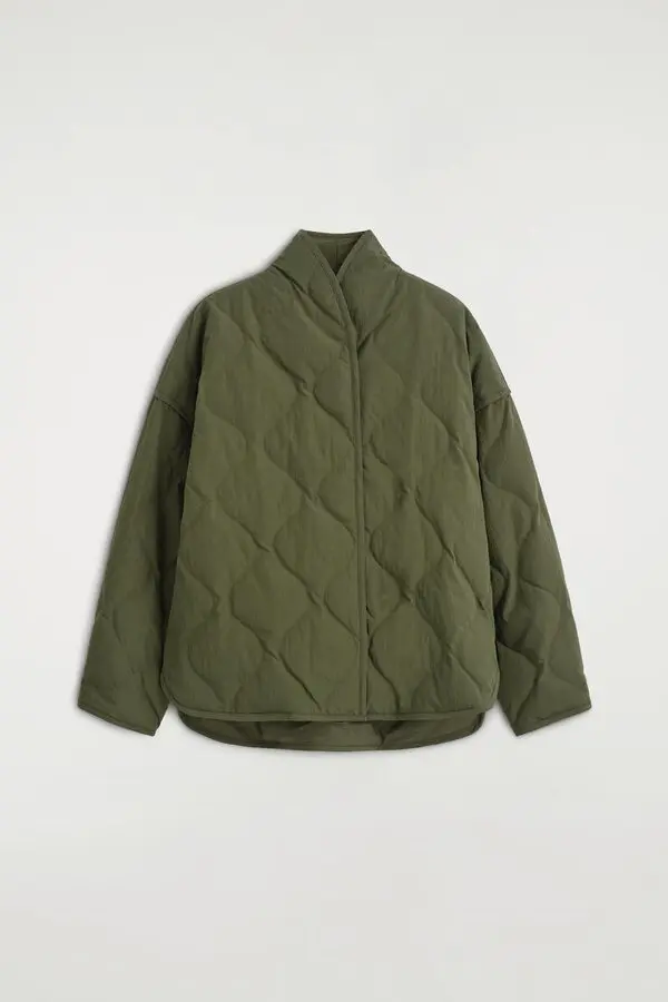 Cos Shawl-collar Quilted Jacket - Green