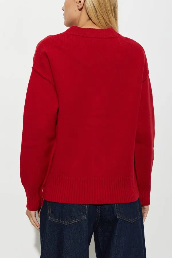 AMI Paris Wool Cardigan With Logo