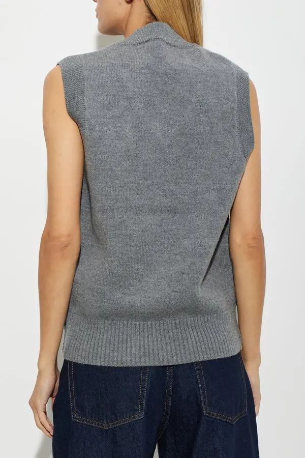 AMI Paris Wool Vest With Logo Detail