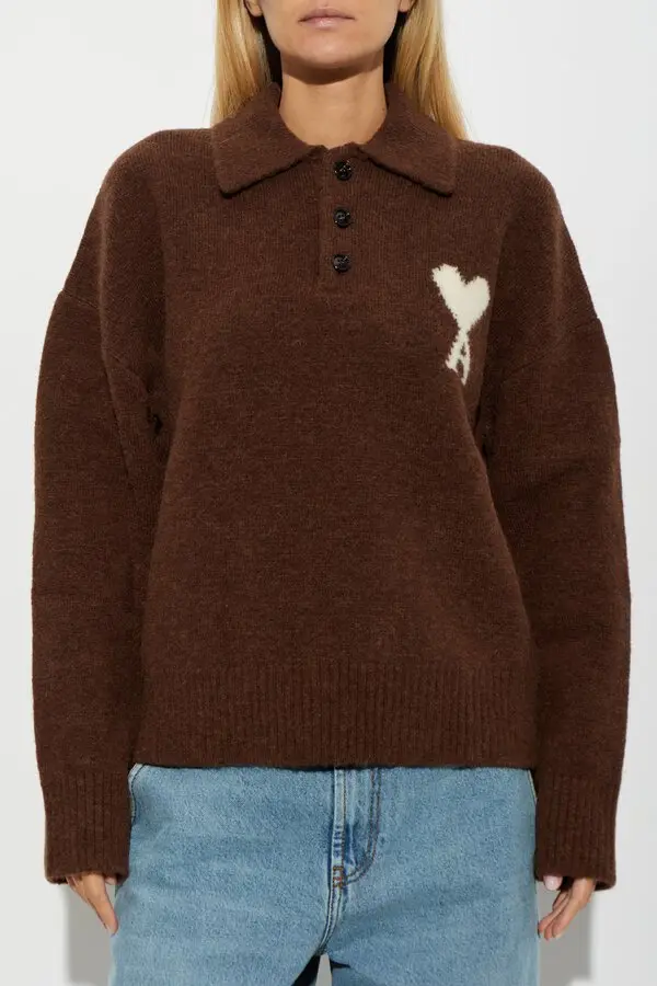 AMI Paris Wool Long-sleeve Polo