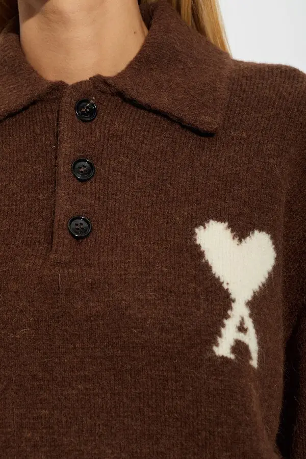 AMI Paris Wool Long-sleeve Polo