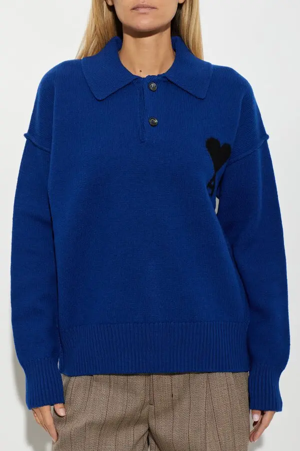 AMI Paris Wool Polo With Logo