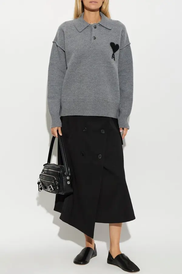 AMI Paris Wool Long-sleeve Polo