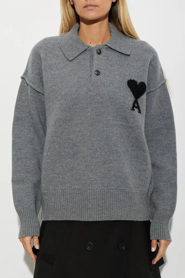 AMI Paris Wool Long-sleeve Polo