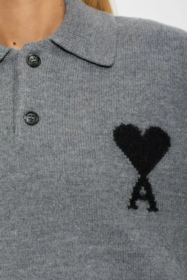 AMI Paris Wool Long-sleeve Polo