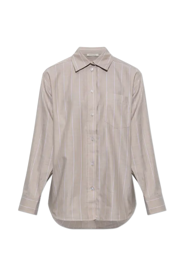 BY MALENE BIRGER Audrey Cotton Shirt With Vertical Stripes - Beige