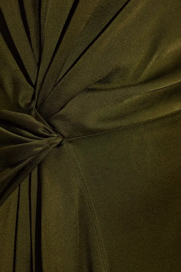 Victoria Beckham Satin Dress With Draped Waist - Green