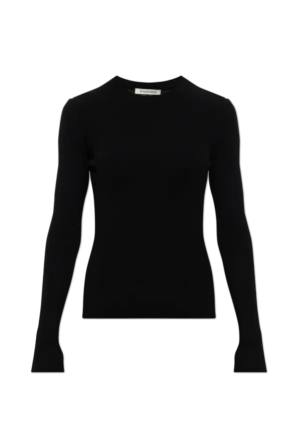 BY MALENE BIRGER Mariella Ribbed Wool Blend Long Sleeve Top - Black