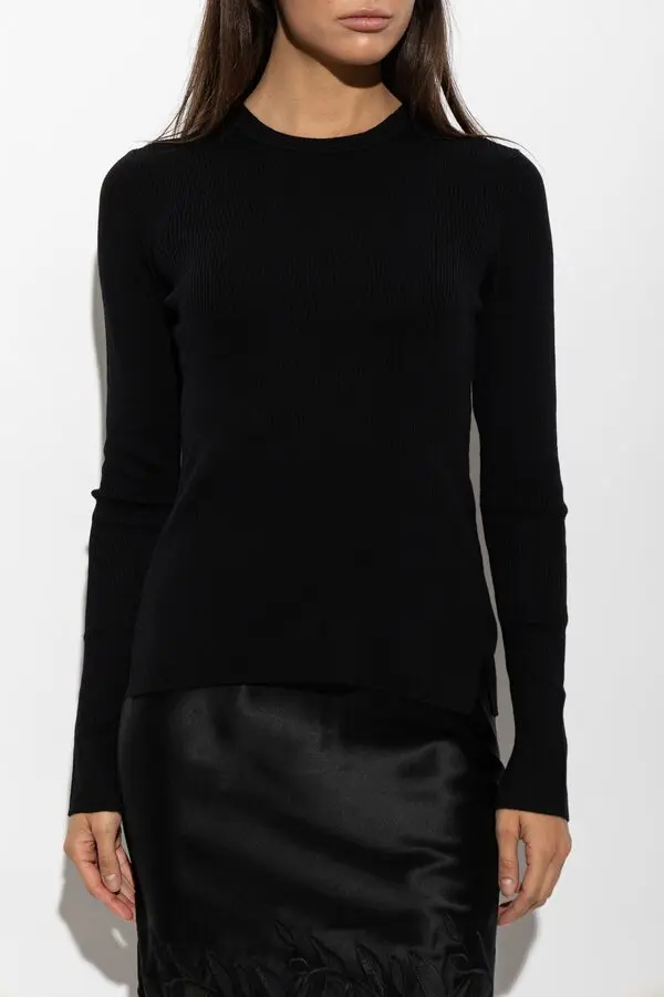 BY MALENE BIRGER Mariella Ribbed Wool Blend Long Sleeve Top