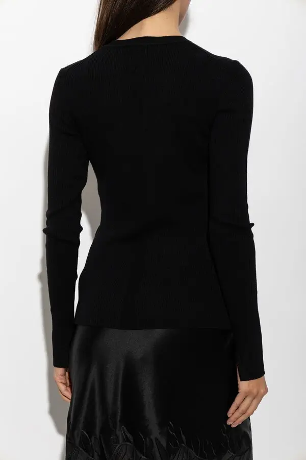 BY MALENE BIRGER Mariella Ribbed Wool Blend Long Sleeve Top