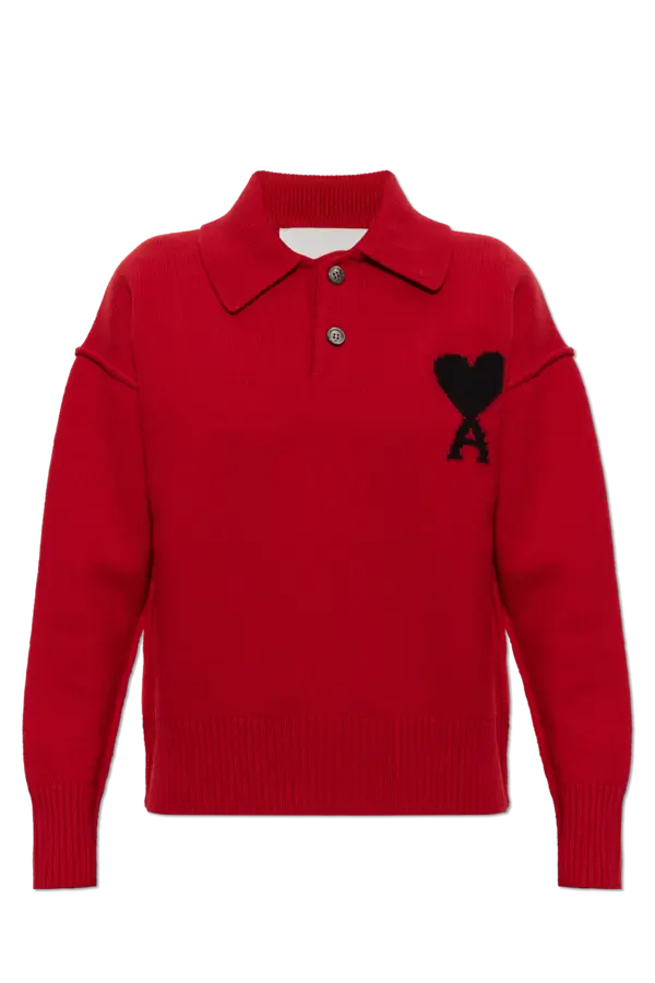 AMI Paris Wool Long-sleeve Polo