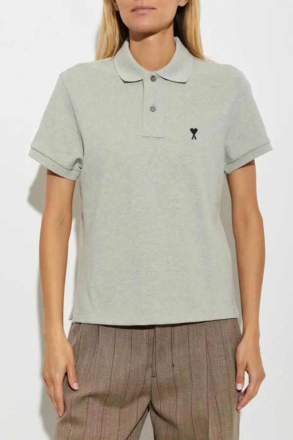 AMI Paris Embroidered Heart Logo Polo Shirt