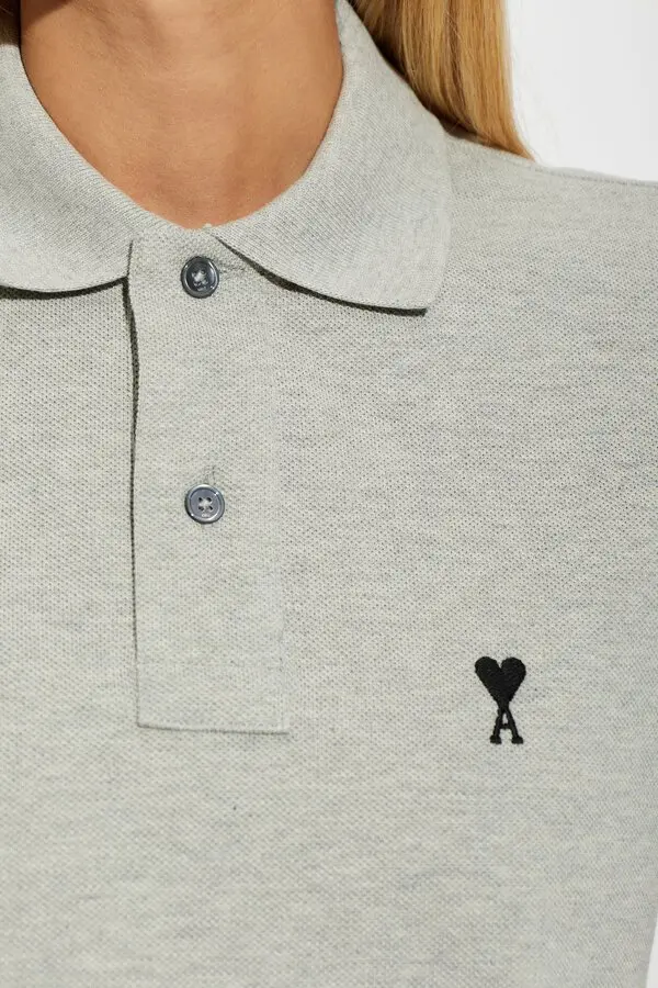 AMI Paris Embroidered Heart Logo Polo Shirt