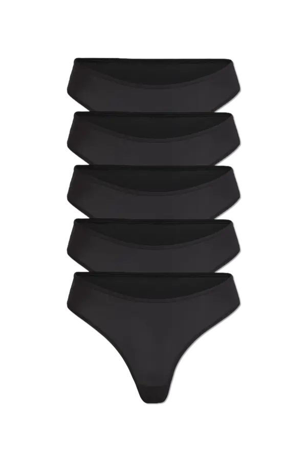 SKIMS Five-pack Of Thongs - Black