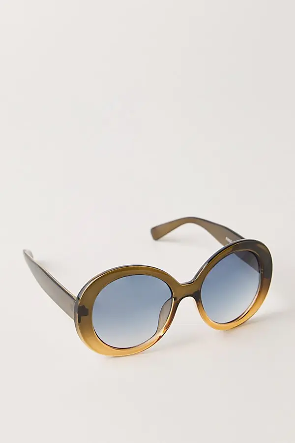Free People Sunspell Round Frame Sunglasses - Olive Mist