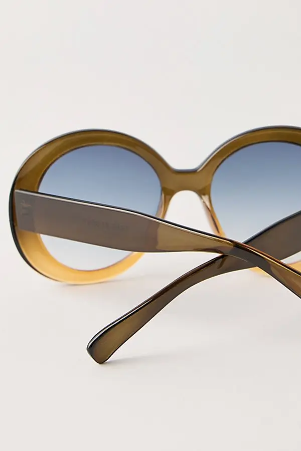 Free People Sunspell Round Frame Sunglasses - Olive Mist