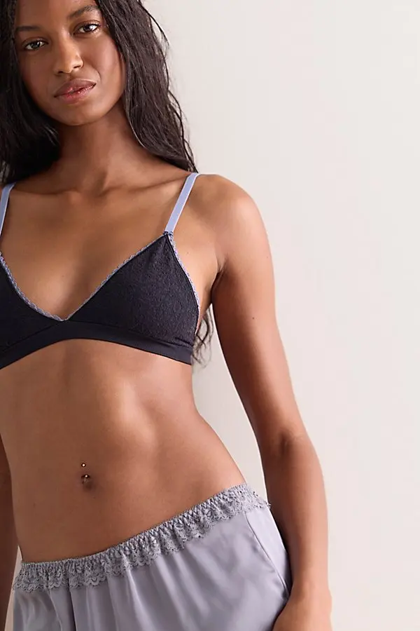 Free People Sweet Point Seamless Triangle Bralette - Black Combo