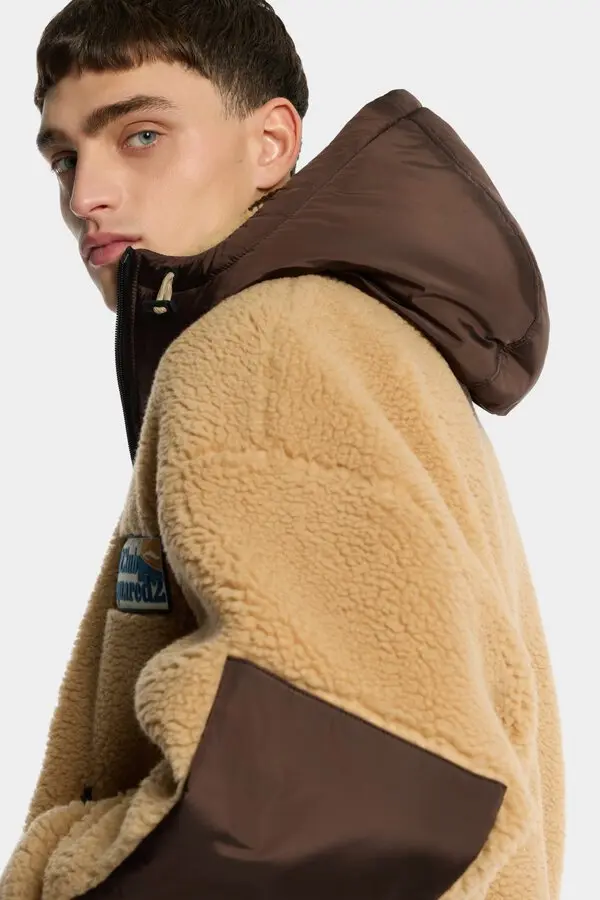 Dsquared2 Reversible Teddy Fleece And Nylon Hooded Jacket