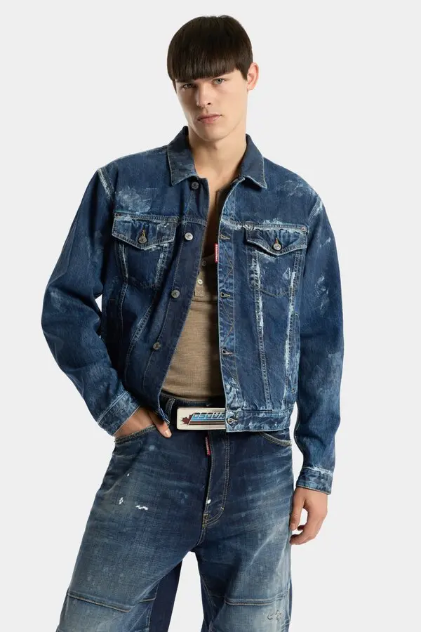 Dsquared2 Dark Frosted Oversized Denim Trucker Jacket