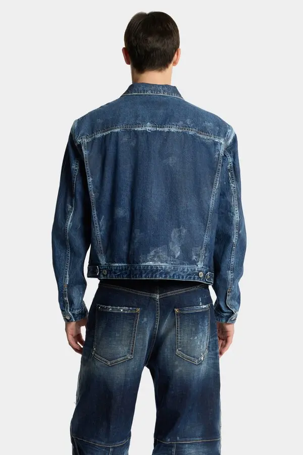 Dsquared2 Dark Frosted Oversized Denim Trucker Jacket