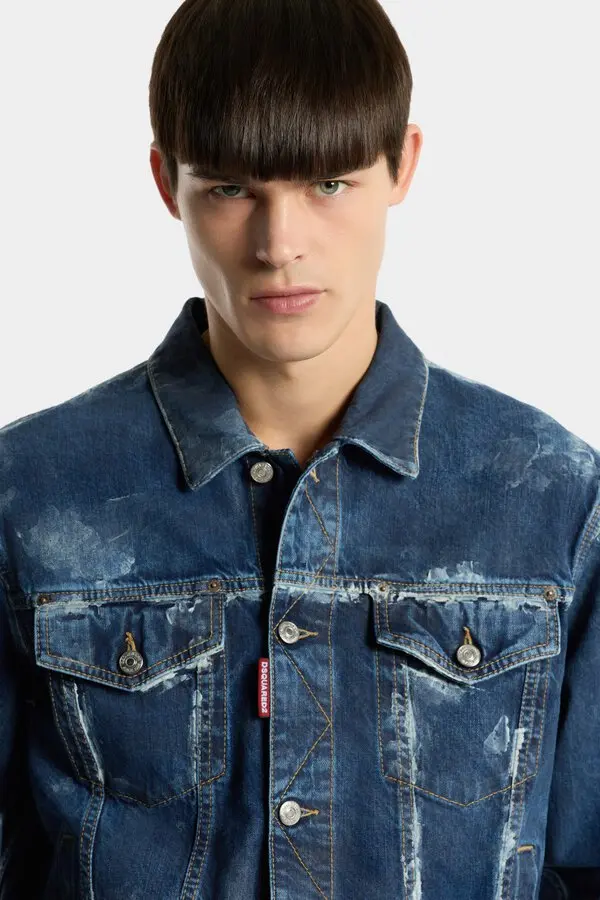 Dsquared2 Dark Frosted Oversized Denim Trucker Jacket