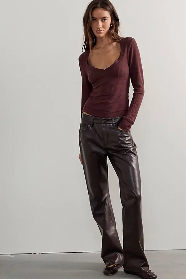 Free People Intimately Ribbed Thermal V-neck Layering Top