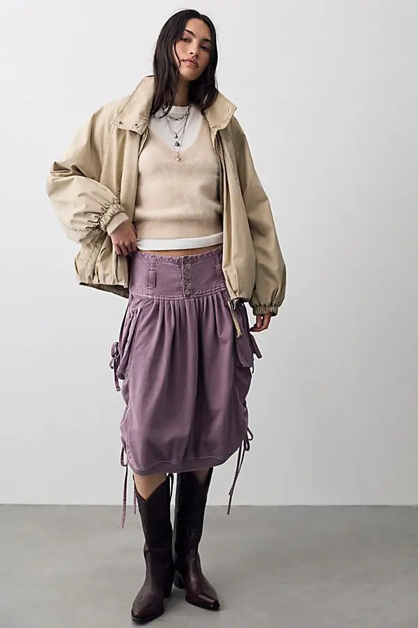 Free People We The Free Knit Midi Skirt - Cool Violet