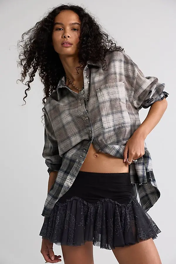 Free People Fp One Eden Lace Mini Skort - Black