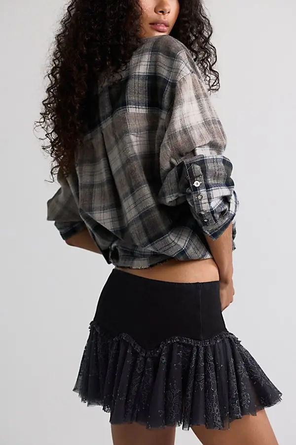 Free People Fp One Eden Lace Mini Skort - Black