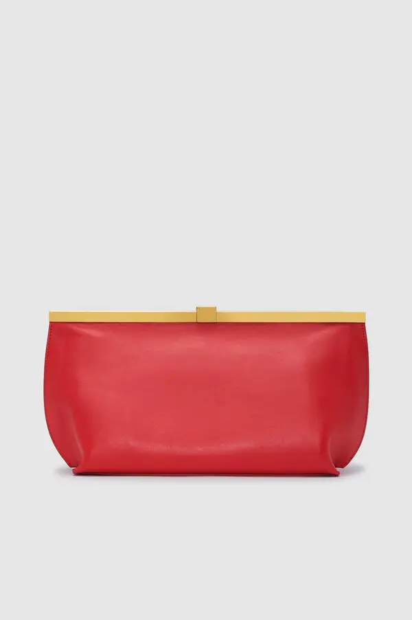 ANINE BING Sculptural Leather Clutch - Tango Red
