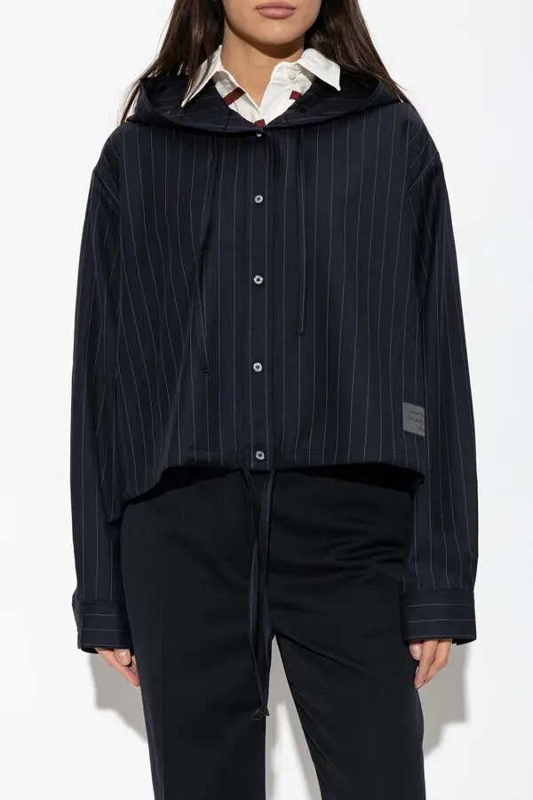 Acne Studios Wool Hooded Jacket With Pin Stripes