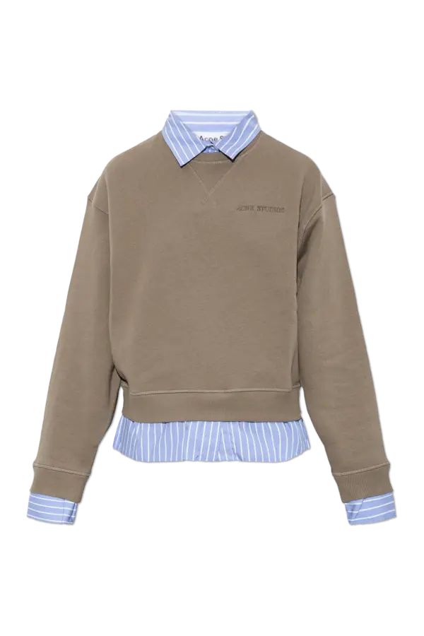 Acne Studios Sweatshirt With Sewn-in Shirt Motif - Beige