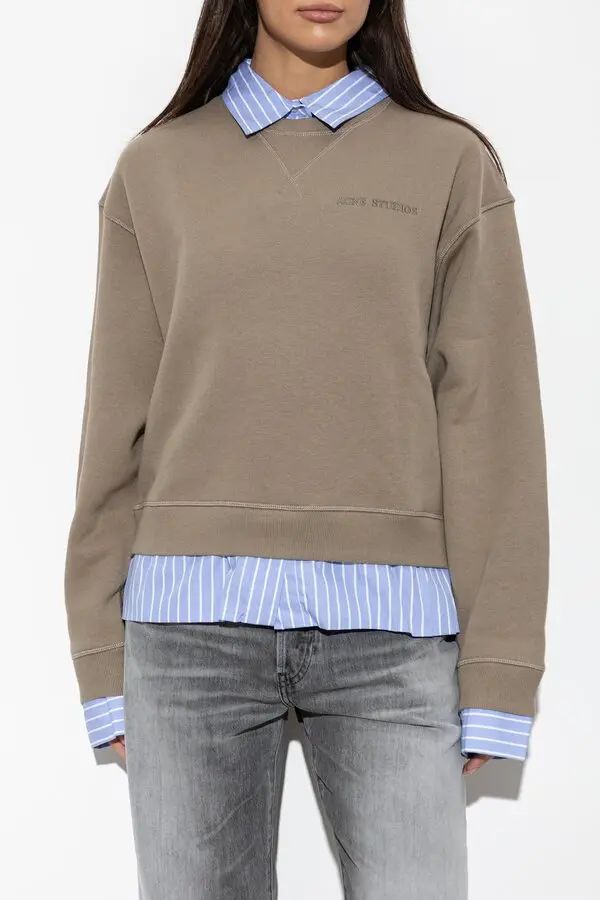 Acne Studios Sweatshirt With Sewn-in Shirt Motif