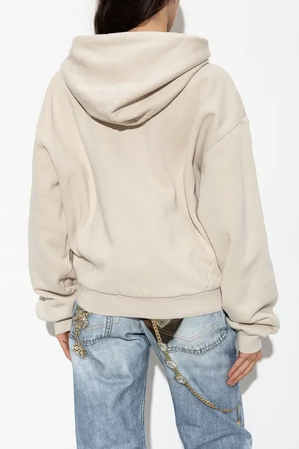 Acne Studios Zip-up Hoodie With Plaid Lining - Cream