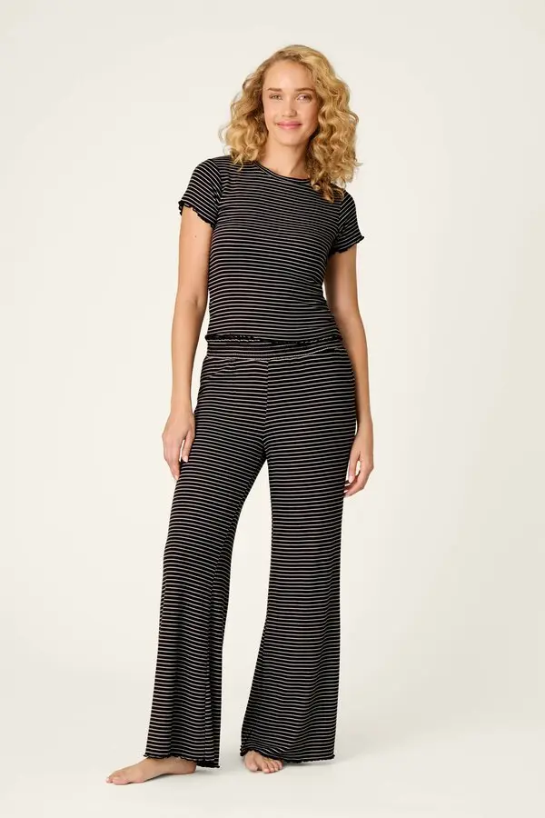 PJ Salvage Pretty Stripes Pointelle Short Sleeve Top