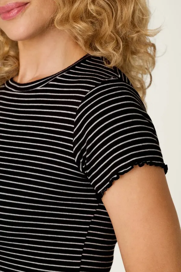 PJ Salvage Pretty Stripes Pointelle Short Sleeve Top