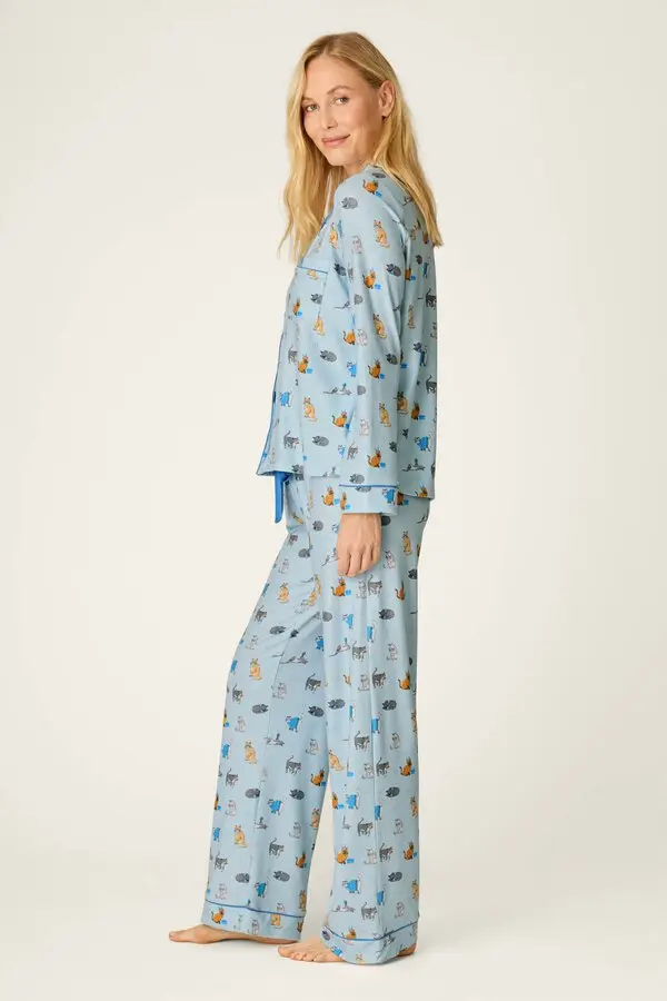 PJ Salvage Hanukkatz Paws For Celebration Cat Print Pajama Set