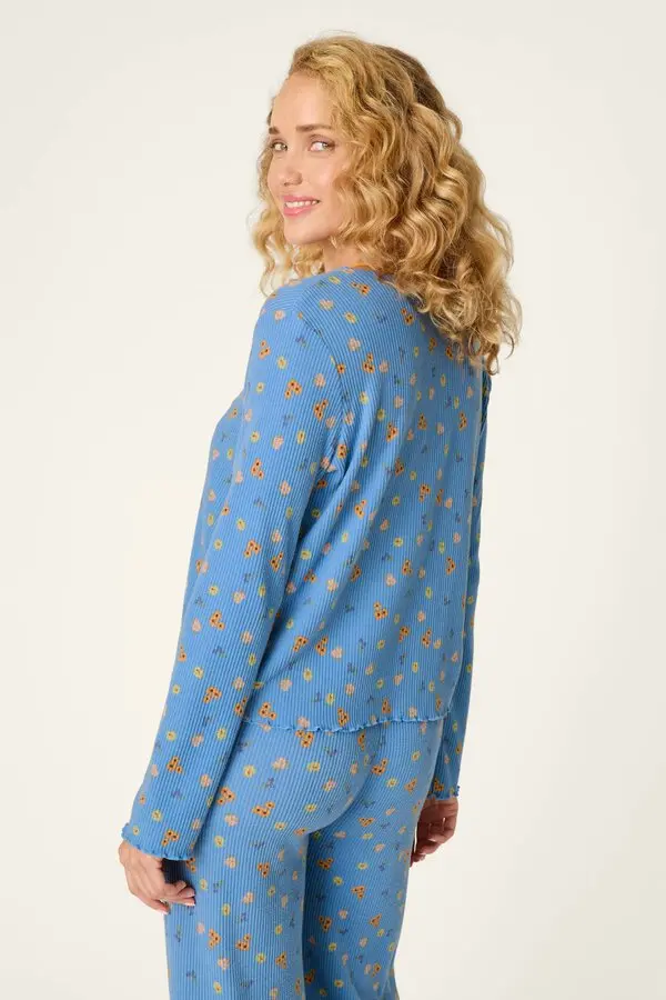 PJ Salvage Tiny Blooms Floral Print Tie-front Top