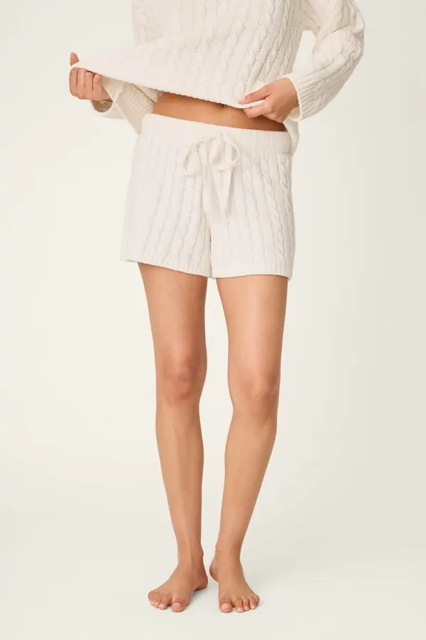 PJ Salvage Cozy Chenille Cable Knit Lounge Shorts