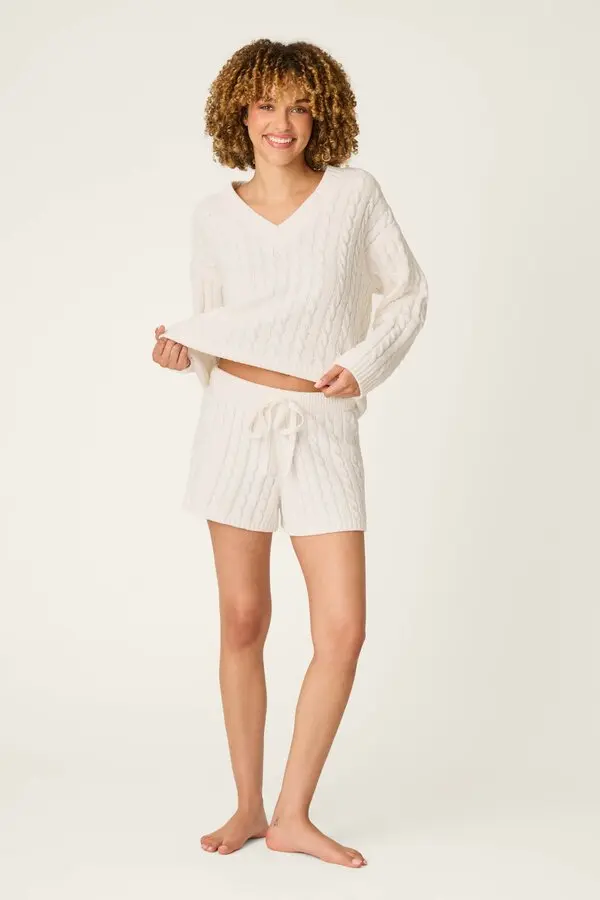PJ Salvage Cozy Chenille Cable Knit Lounge Shorts